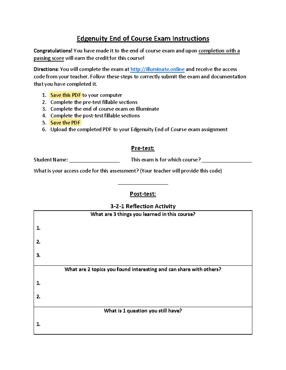 Edgenuity EOC Exam Instructions & Submission Guide - Studocu
