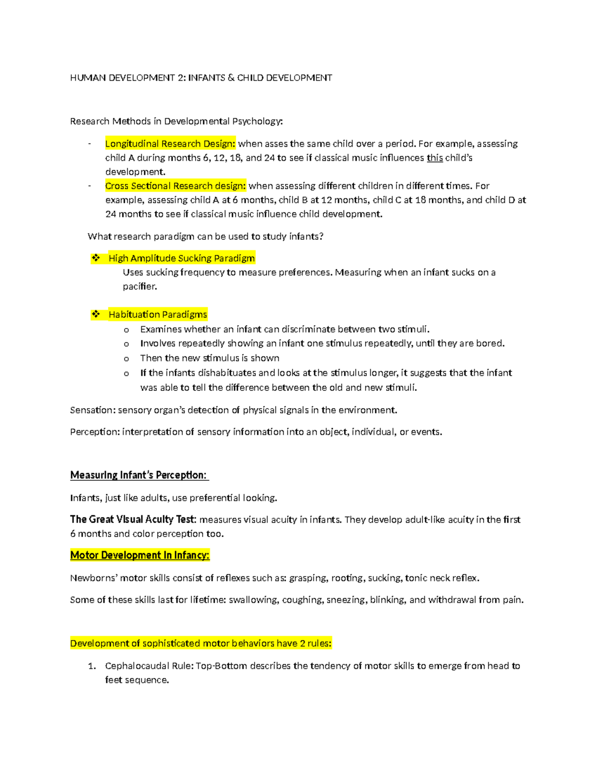 Psych LEC 03: Research Methods in Infant Development Studies - Studocu
