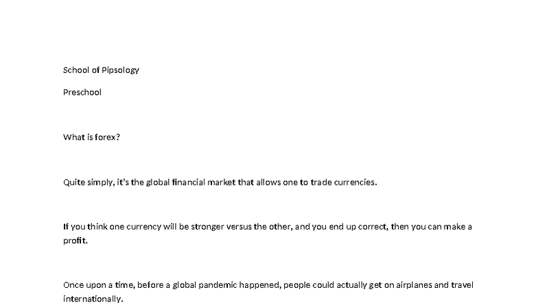School of Pipsology - Understanding Forex Basics - Studocu