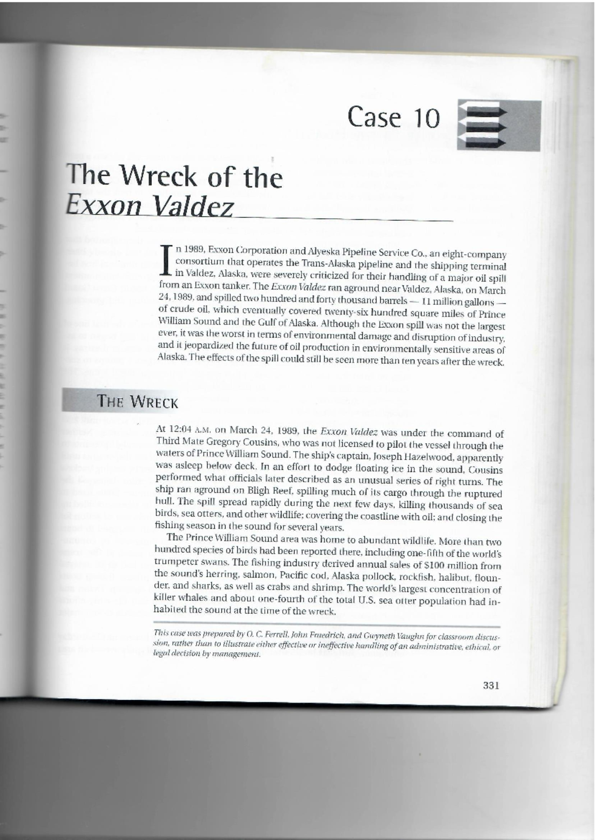 The Wreck of Exxon Valdez - Case 10 The Wreck of the Exxon Valdez I n ...
