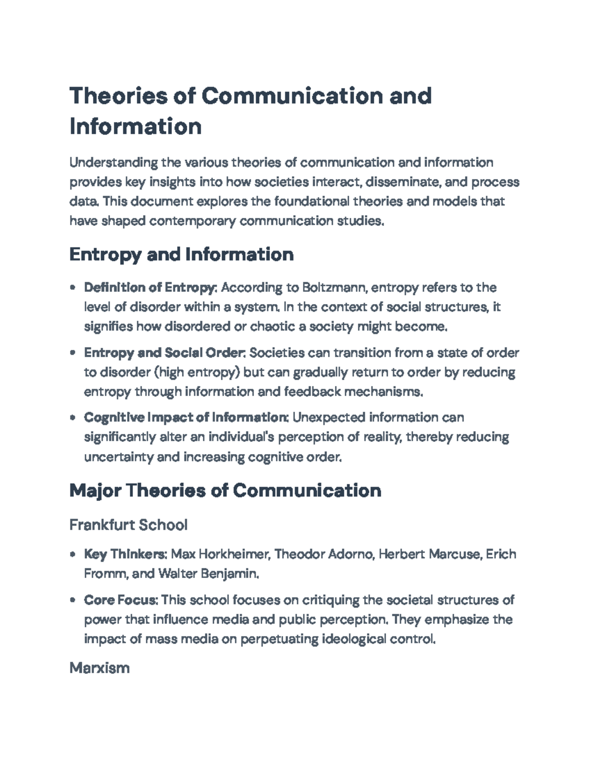 Understanding Theories of Communication and Information (Course Code ...