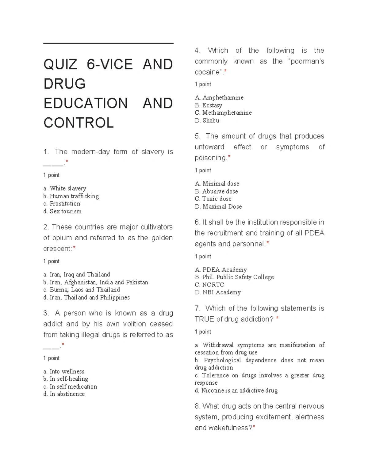 QUIZ 1 - Personal Identification Techniques Overview & Key Concepts ...