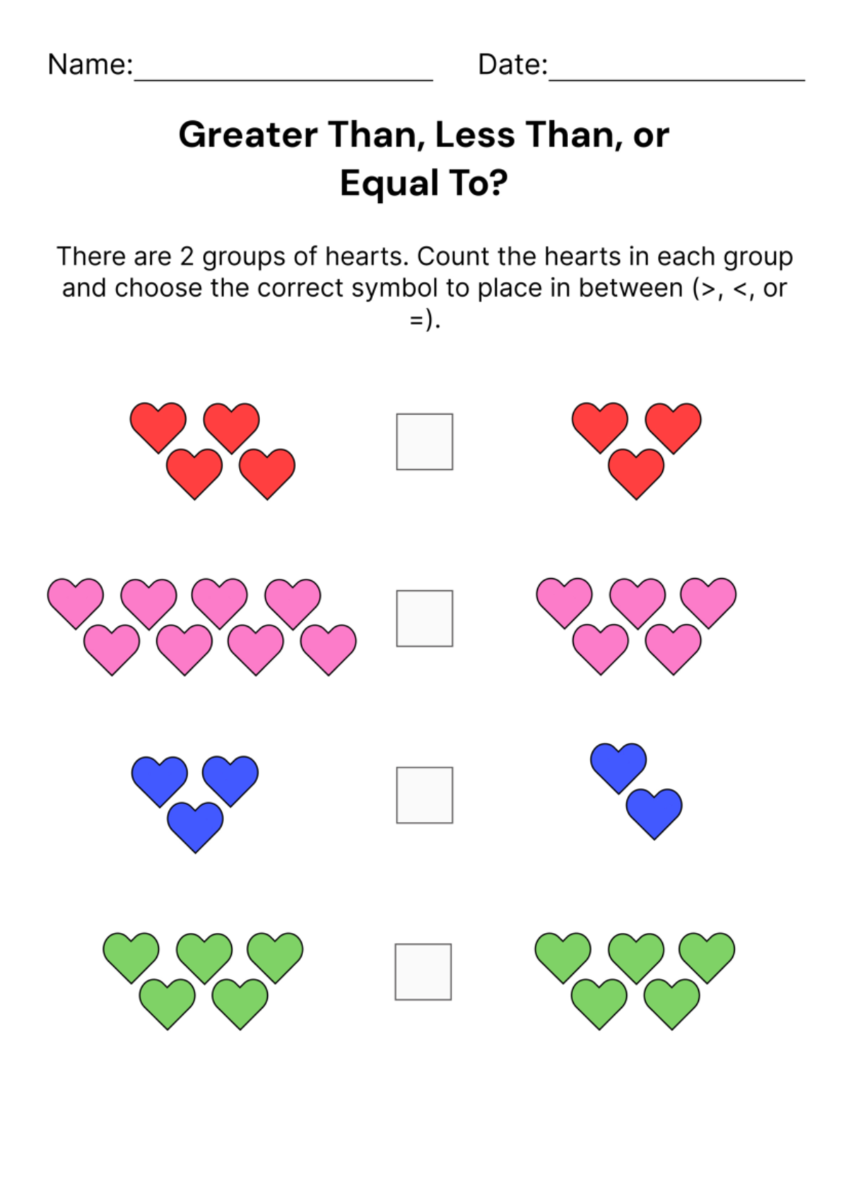 Compare Hearts: Greater Than, Less Than, or Equal To? – Version 1 ...