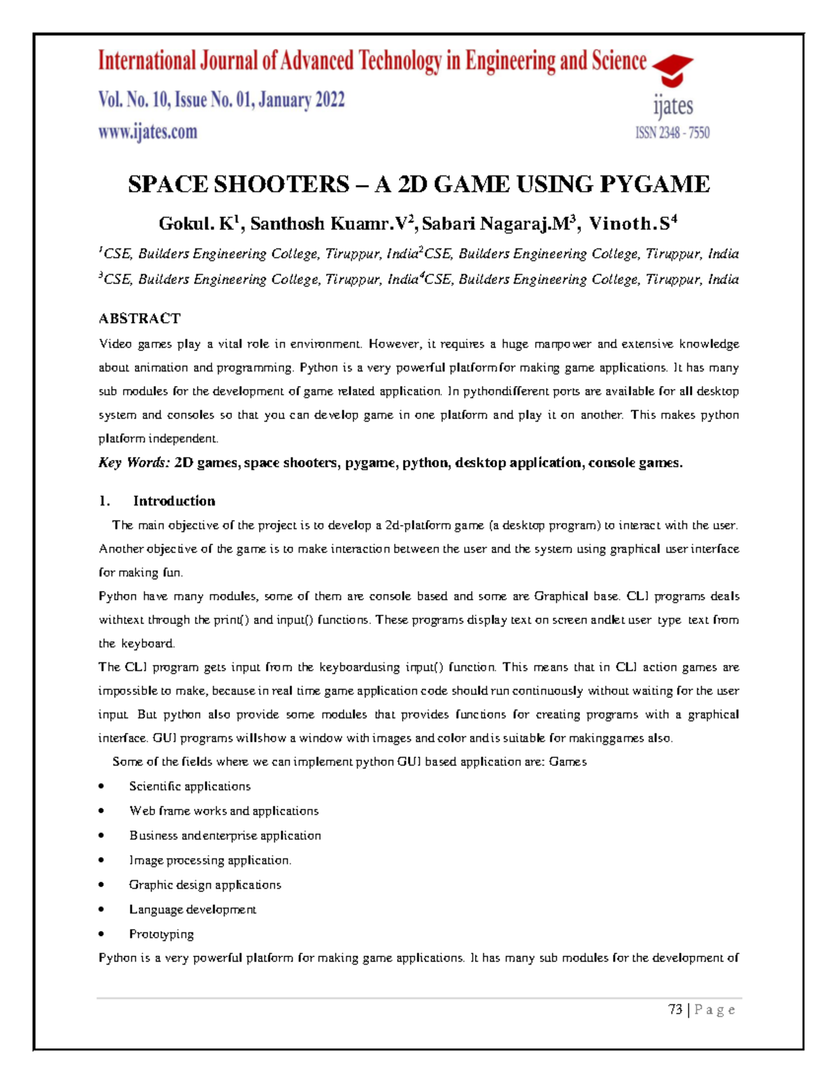 B1014 - SPACE SHOOTERS: Developing a 2D Game with Pygame - Studocu