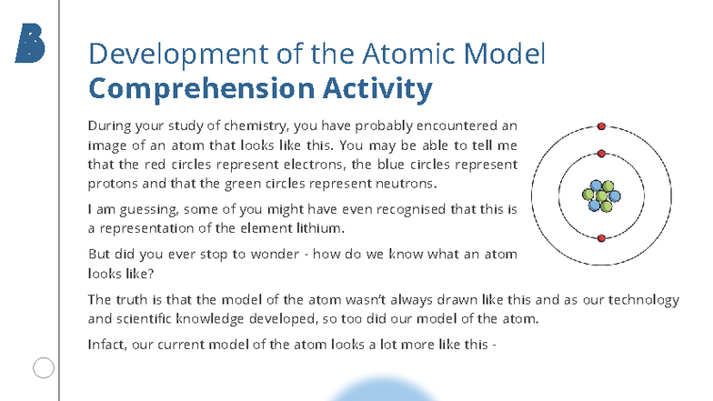 Development of the Atomic Model Comprehension Activity MA - Studocu