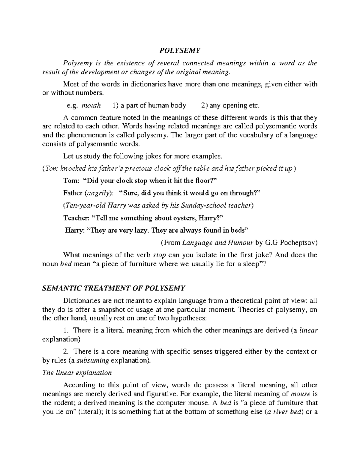 Polysemy and Its Semantic Development: Analyzing Meaning Changes - Studocu