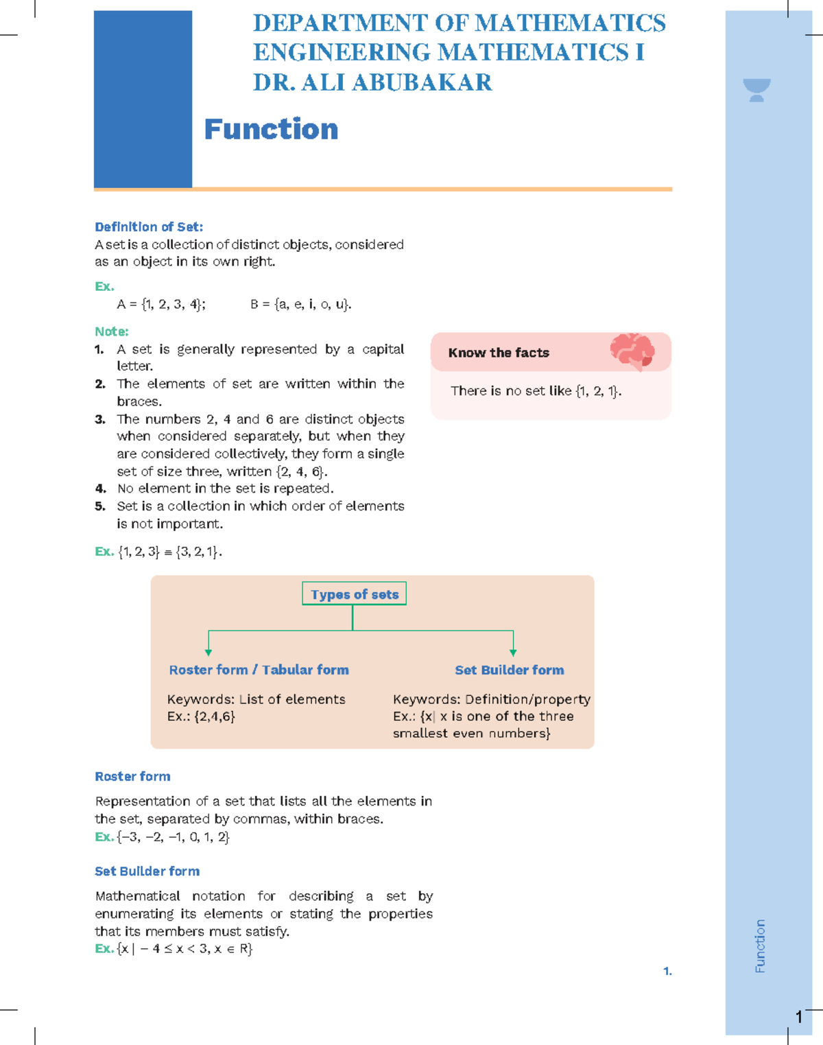Function Lecture Notes for Engineering Mathematics I (MATH101) - Studocu