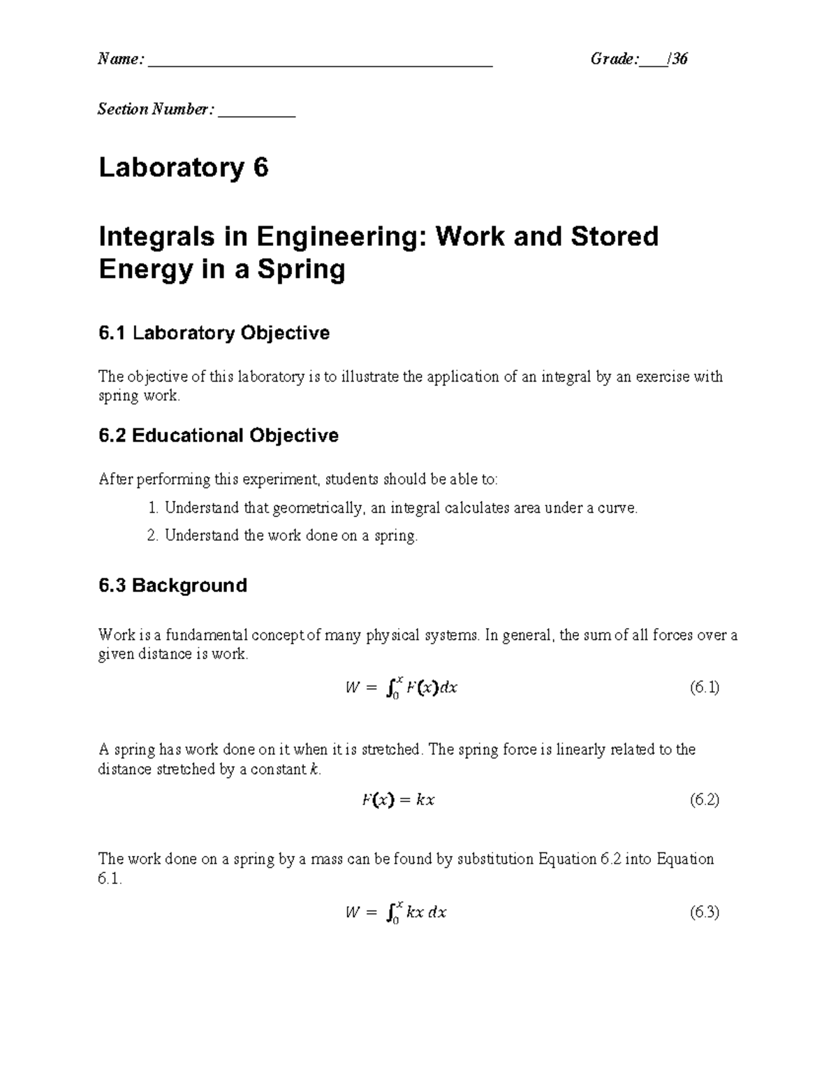 Lab Tutorial: Integrals in Engineering (Work & Energy) - Labs 5 & 6 ...