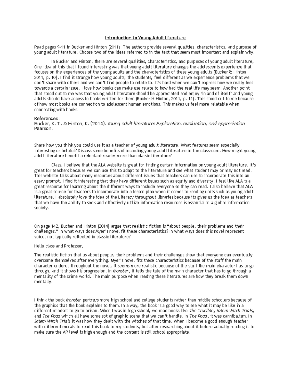 Introduction to Young Adult Literature - The authors provide several ...