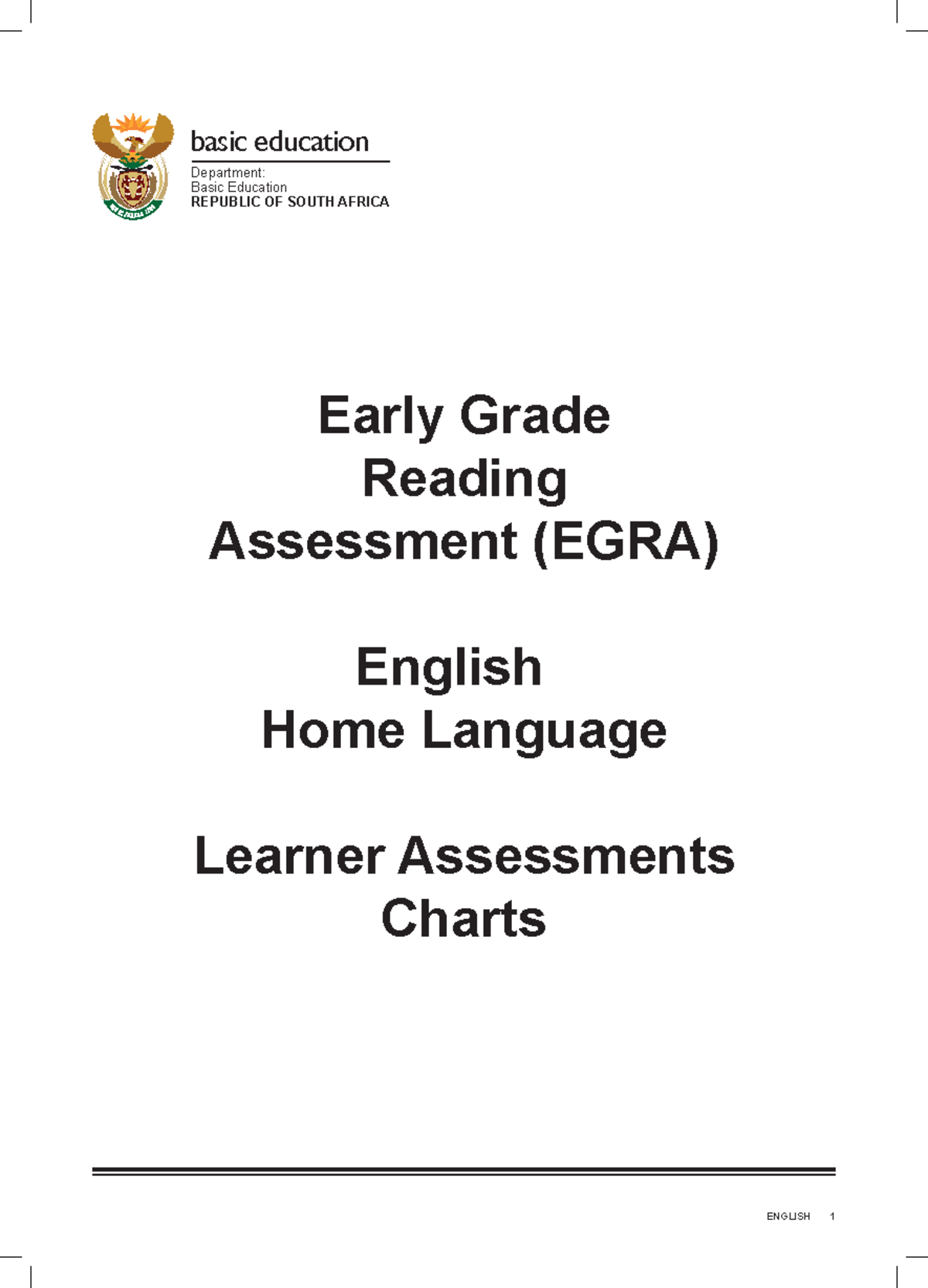 EGRA Early Grade Reading Assessments Charts for English HL - Studocu