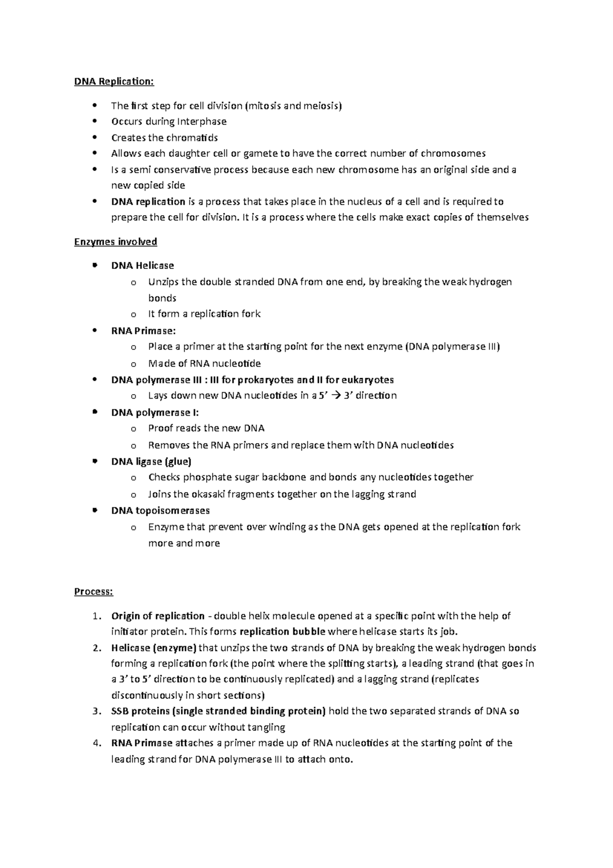 DNA replication - Lecture notes - DNA Replication: The first step for ...