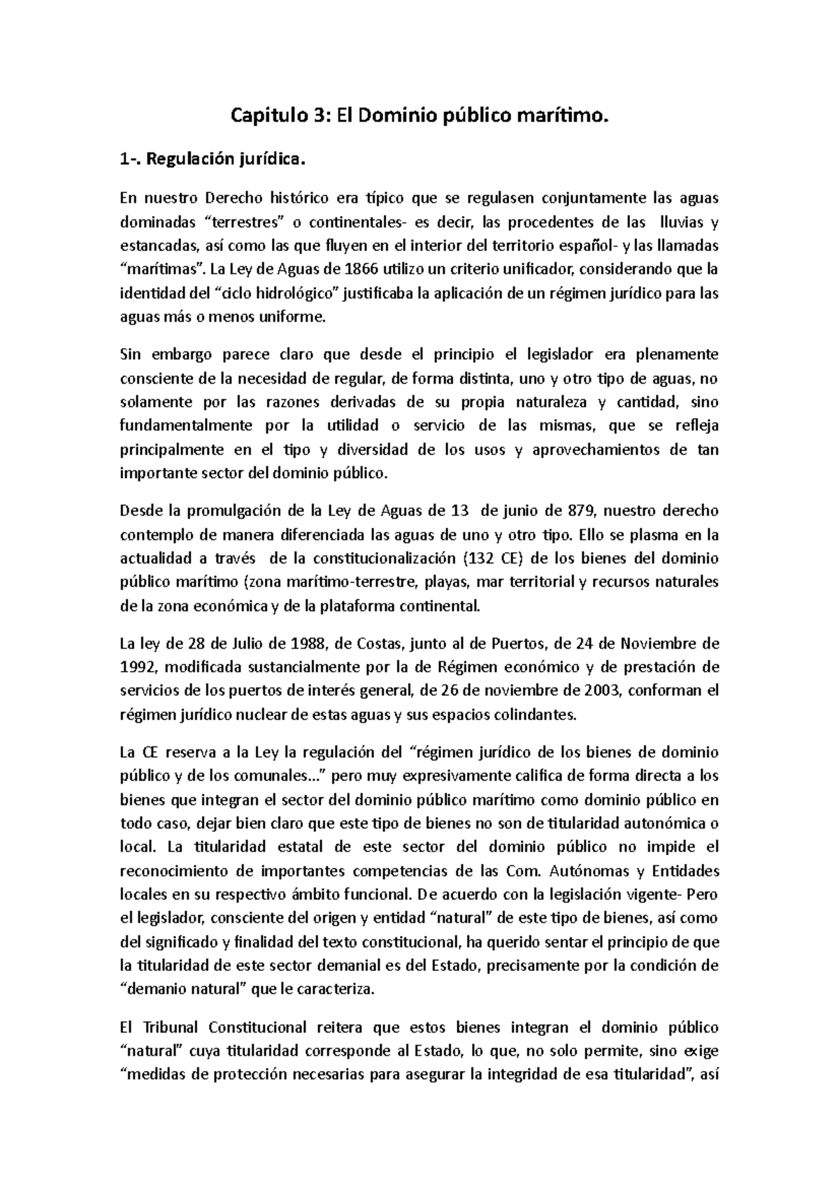 Tema del dominio maritimo terrestre - Capitulo 3: El Dominio público ...