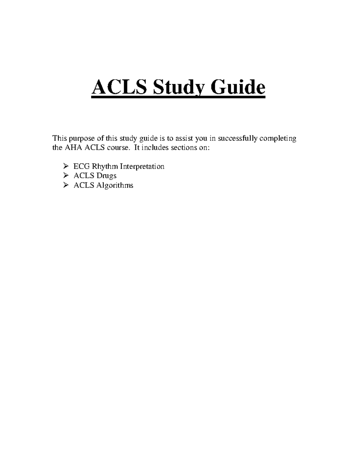 ACLS-Study-Guide: Key Concepts for AHA Course Success - Studocu