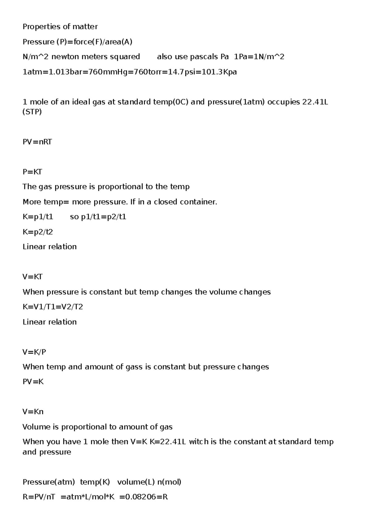 Week 4 - Chemistry: Properties of Matter & Gas Laws (CHEM101) - Studocu
