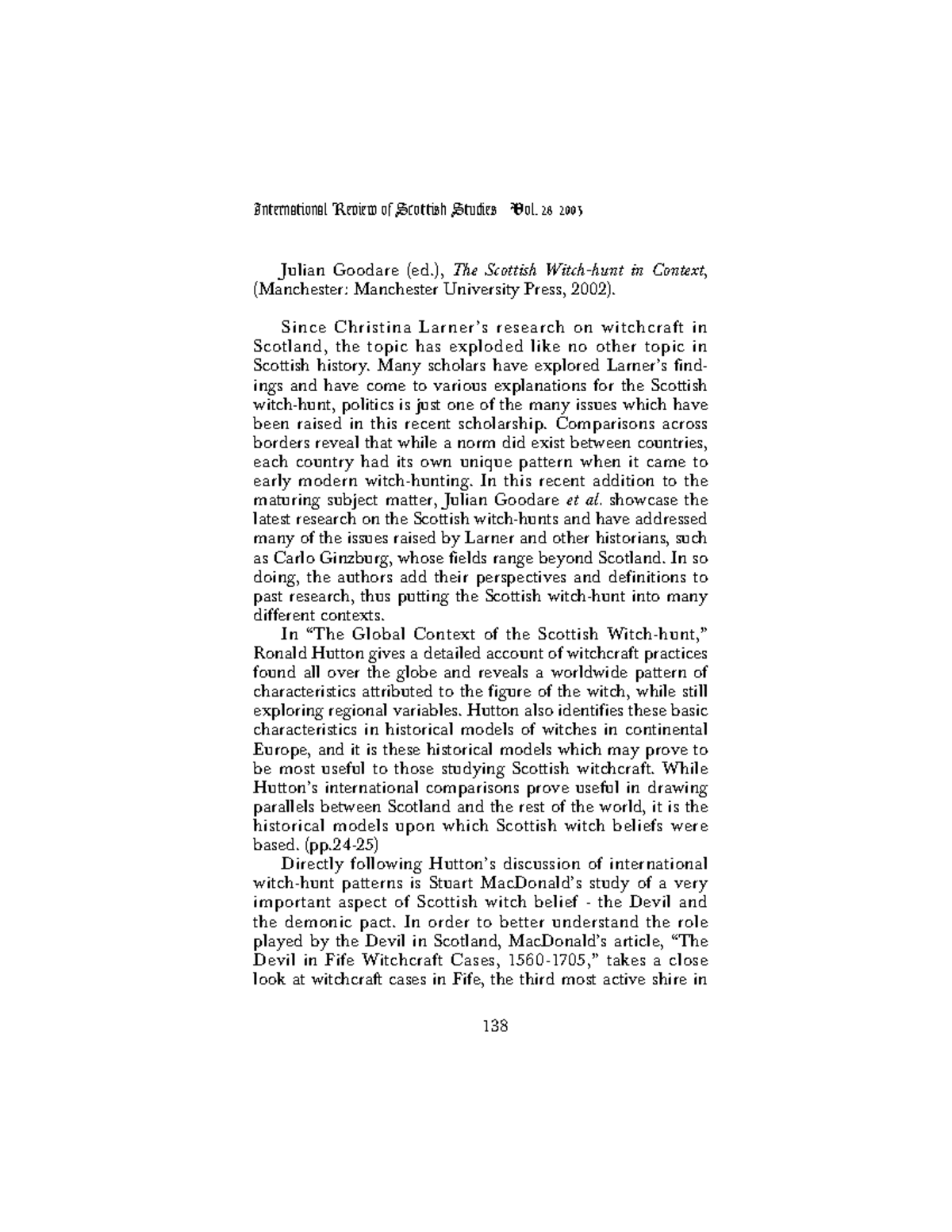 The Scottish Witch-hunt in Context: Insights from Goodare's Edits - Studocu