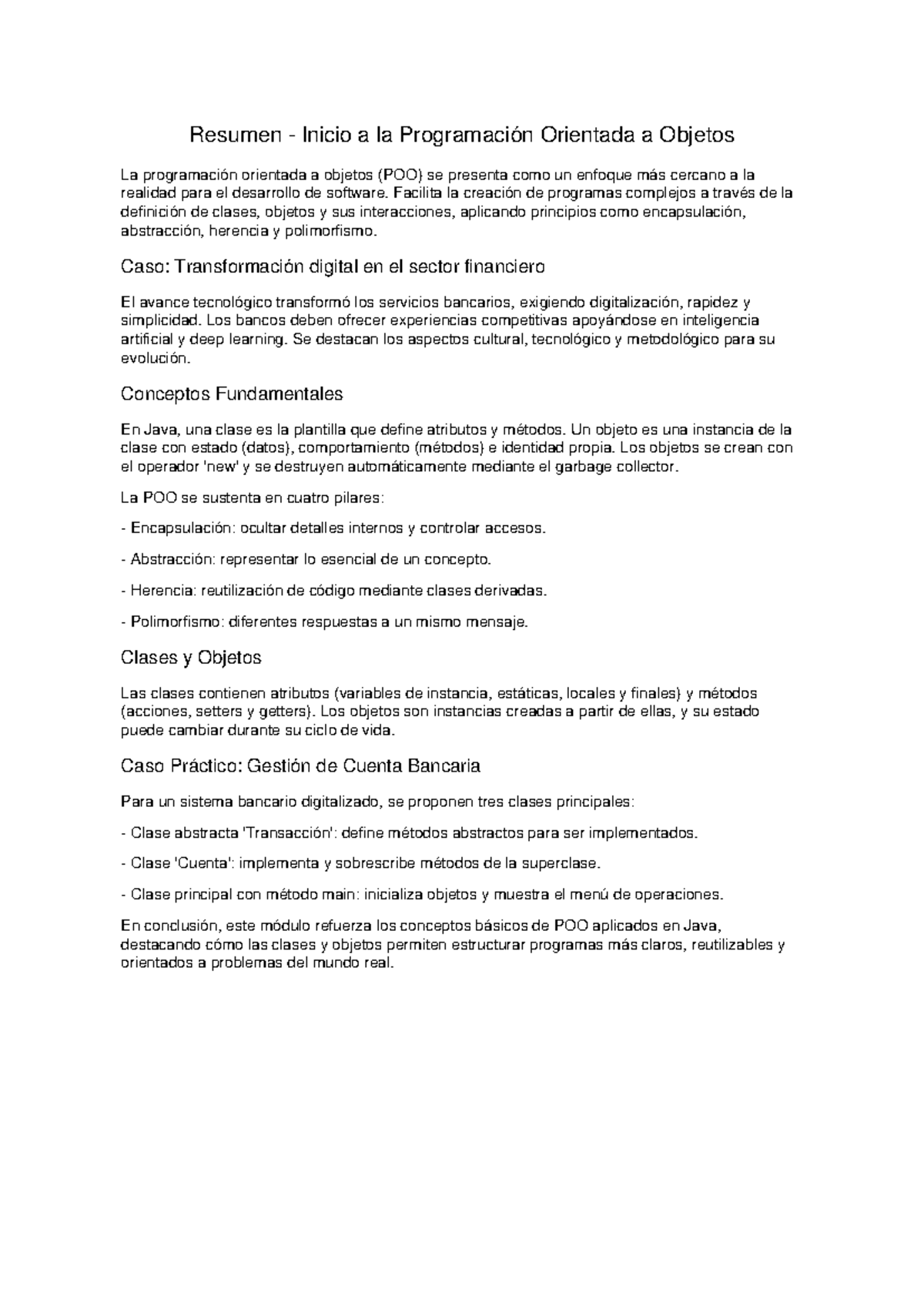Resumen M3L1: Introducción a la Programación Orientada a Objetos en ...