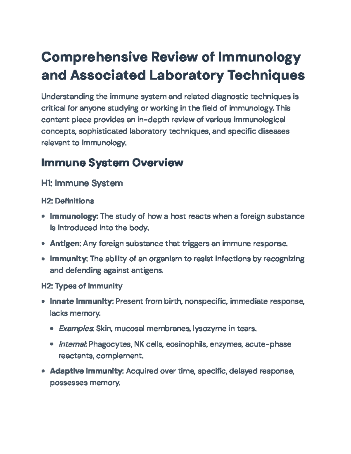 Comprehensive Review of Immunology and Laboratory Techniques ...