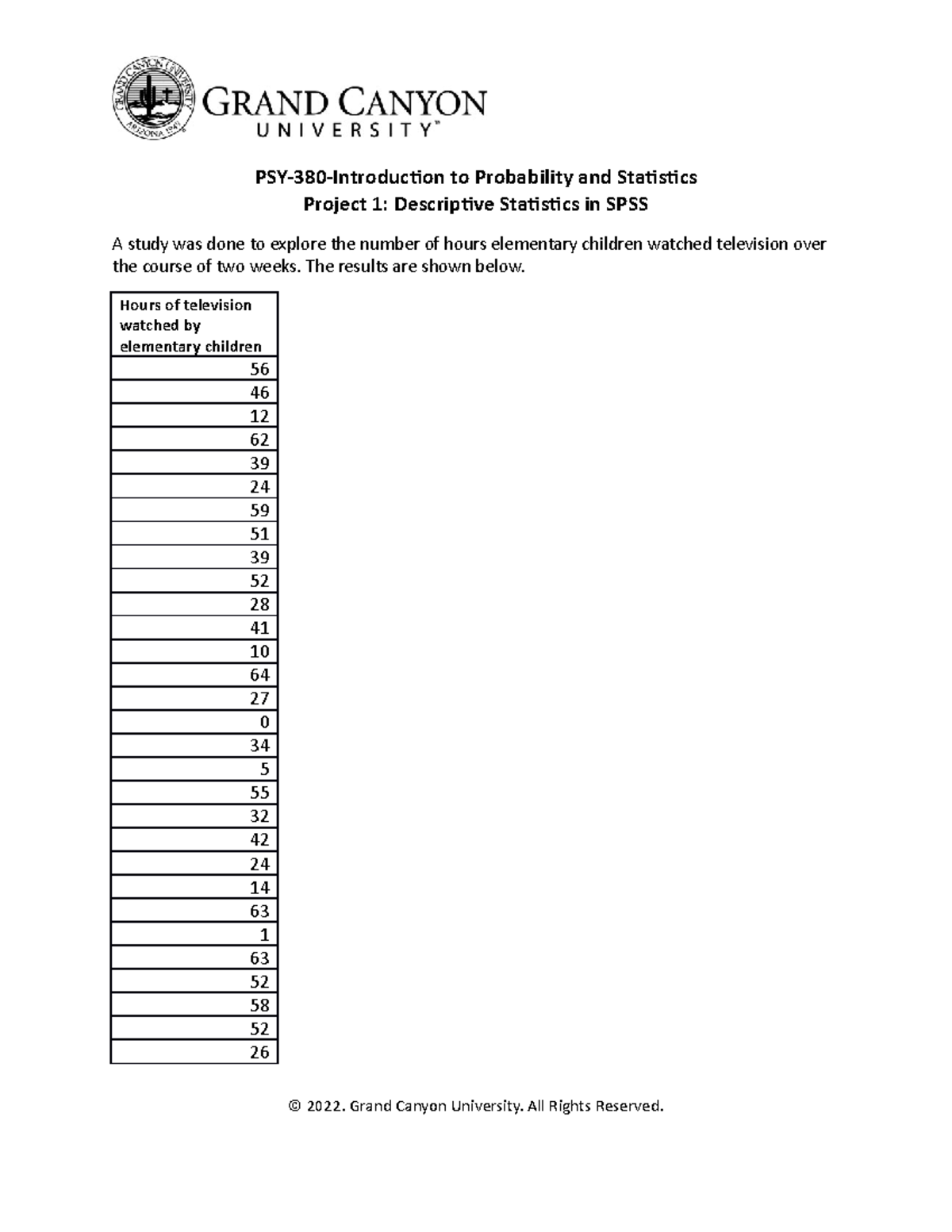 PSY380 RS T2 Project 1 Descriptive Stats SPSS - PSY-380-Introduction to Probability and ...