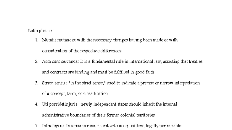 Latin Legal Phrases Overview: Key Terms and Their Meanings - Studocu