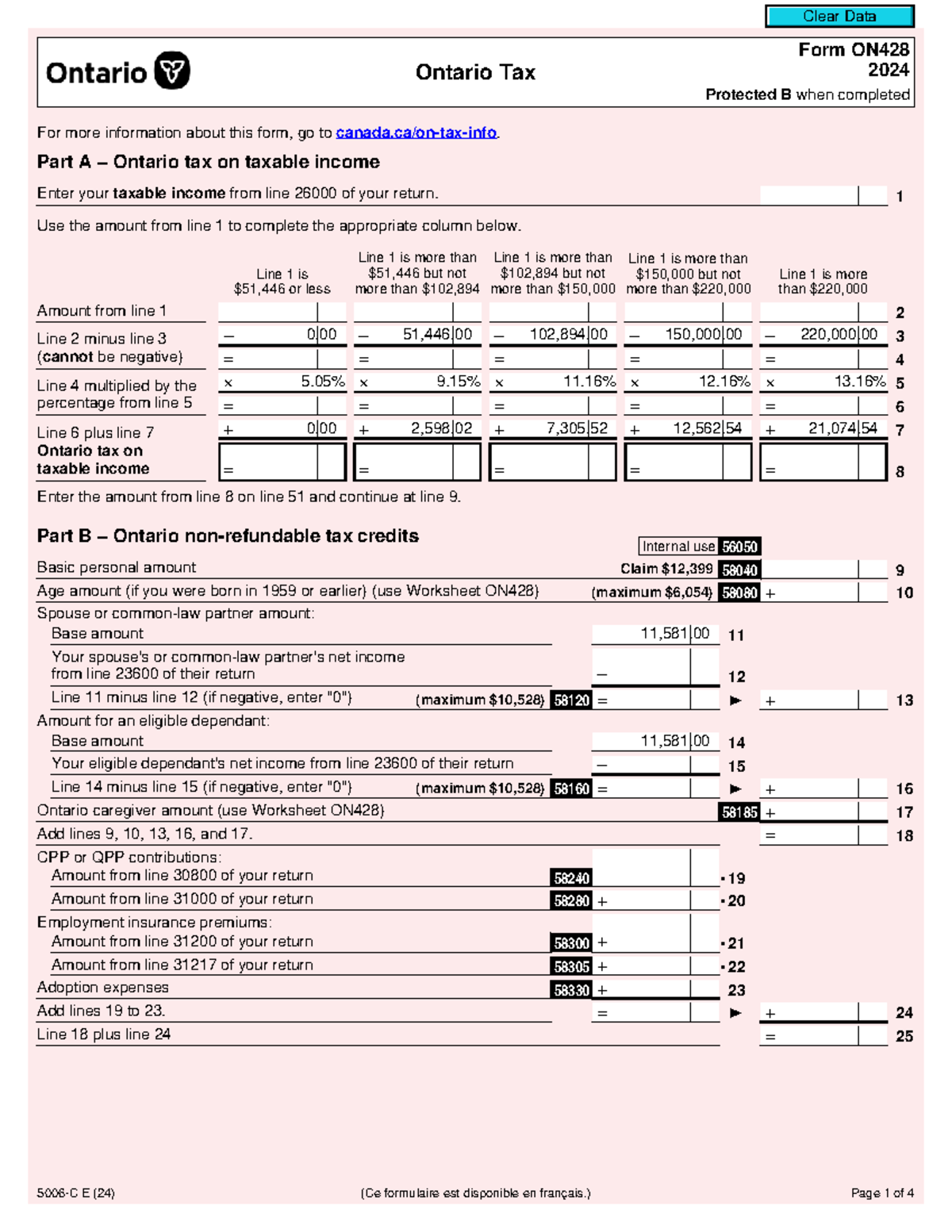 ON428 2024 Ontario Tax Form: Clear Data and Tax Credits Guide - Studocu