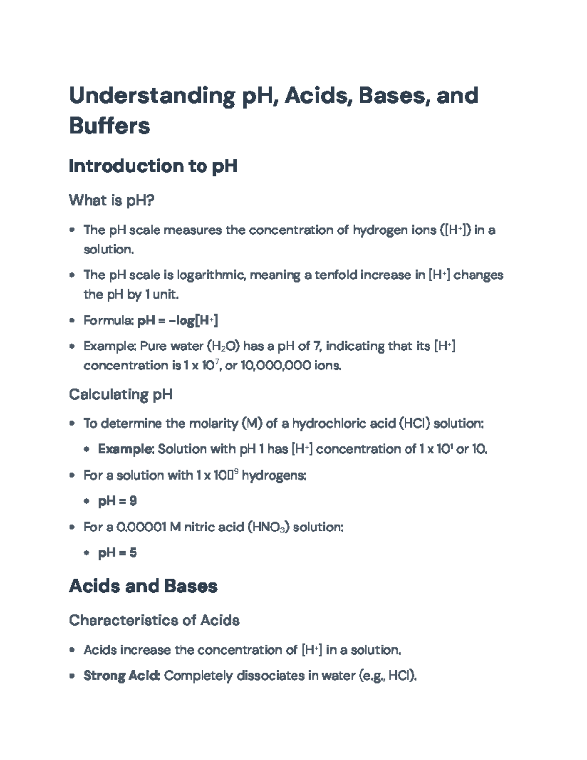 Understanding pH, Acids, Bases, and Buffers: Key Concepts and Examples ...