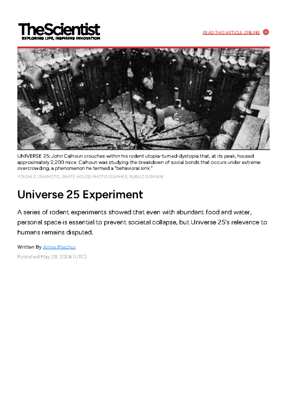 Universe 25 Experiment: Social Dynamics in Overcrowded Rodent ...