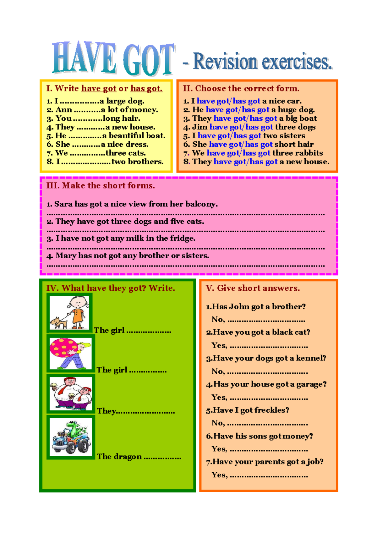 Have Got & Has Got Exercises - English Grammar Practice - Studocu