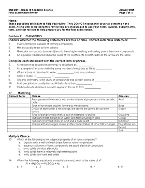 Science - Academic - Grade: 10 - High School - Canada - Studocu