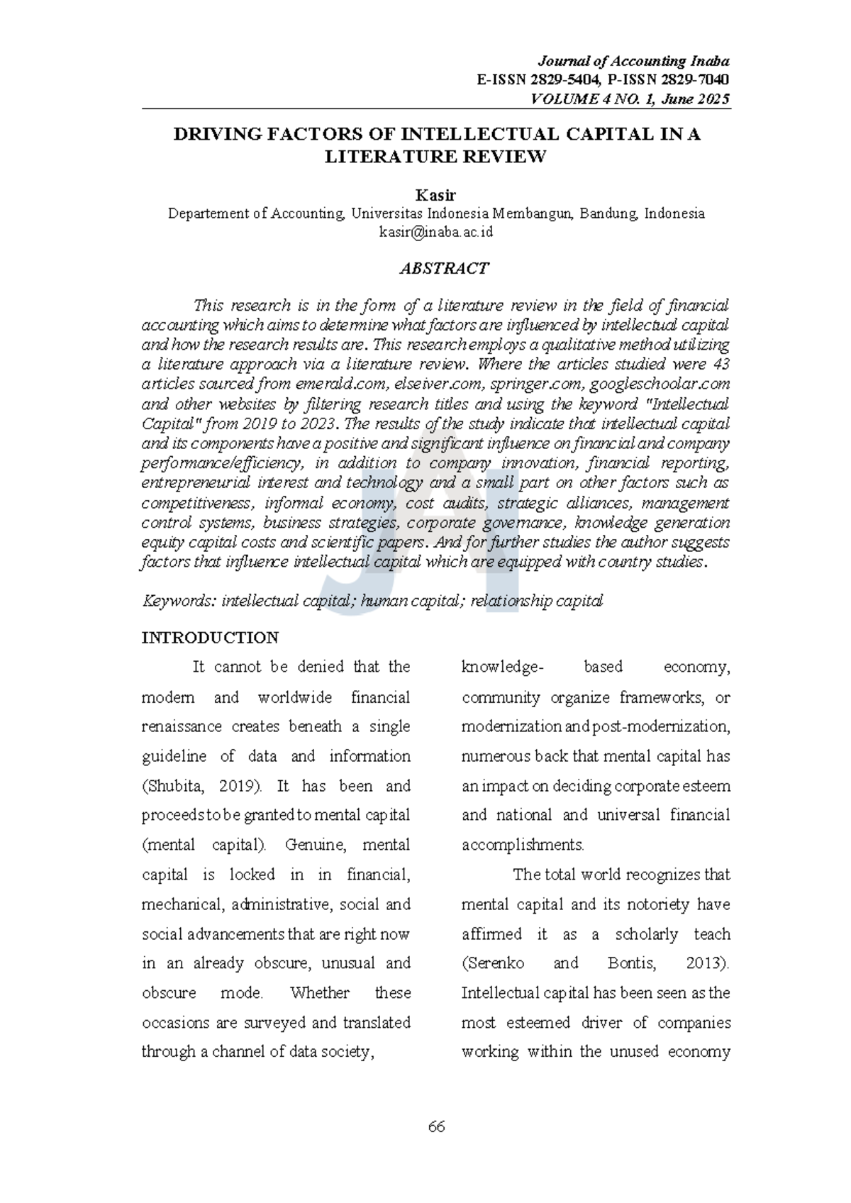 Driving Factors of Intellectual Capital: A Literature Review (ACC 2025 ...