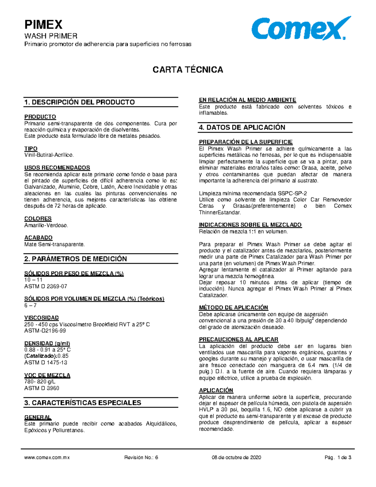 WASH PRIMER (PIMEX) - Ficha Técnica de Aplicación y Características ...