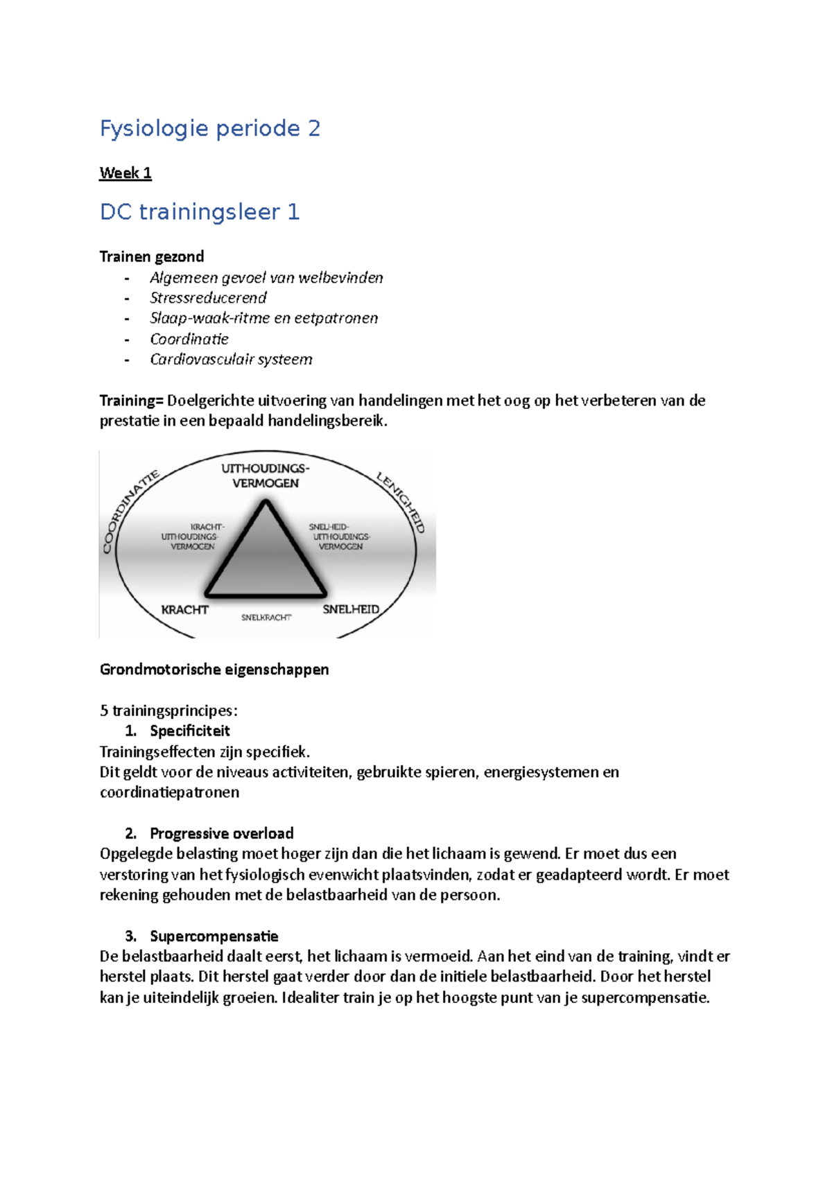 Fysiologie Periode 2: Trainingsleer, Energiewerk en Spierfuncties ...