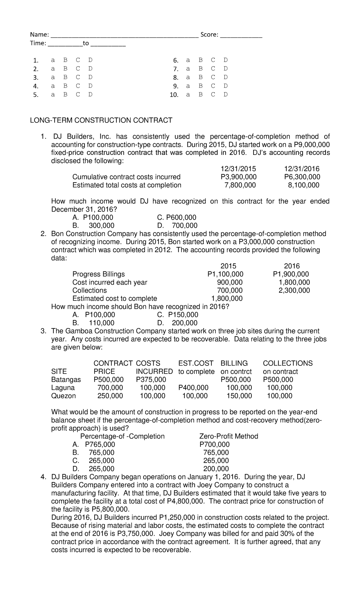 5 sample problems with answers - Accountancy - Studocu