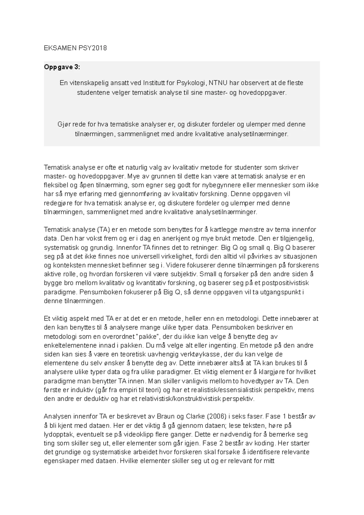 Tematisk Analyse - Sammendrag Kvalitative forskningsmetoder - Virginia Braun og Victoria Clarke ...