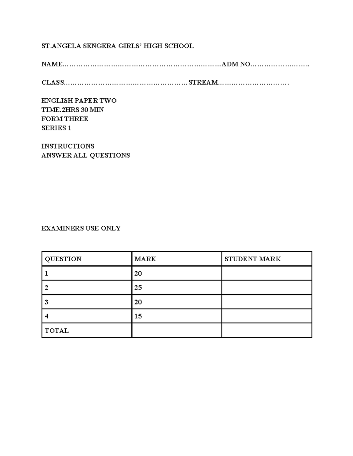 Form Three English Paper 2 Revision Notes - ST.ANGELA SENGERA HS - Studocu