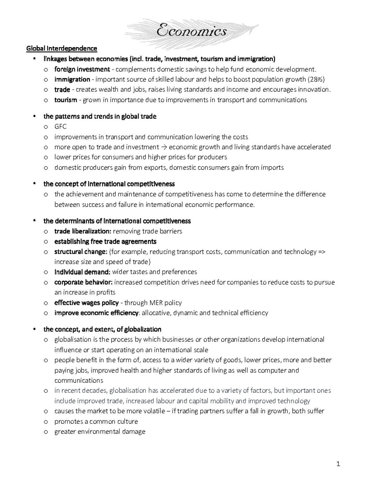 ECO303 UNIT 3: Global Interdependence & Trade Dynamics Notes - Studocu