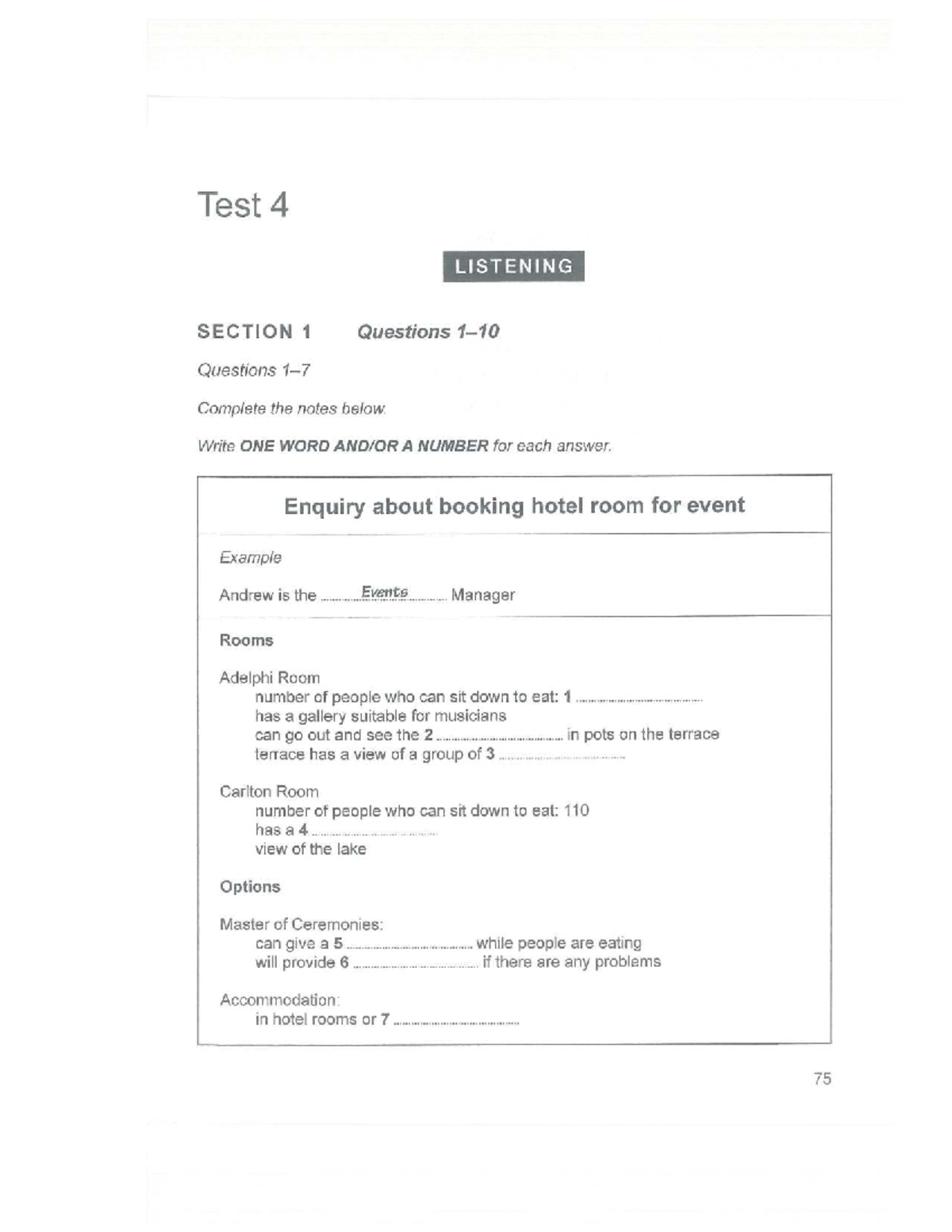IC14 Test 4 - IELTS Listening Section Notes and Questions - Studocu