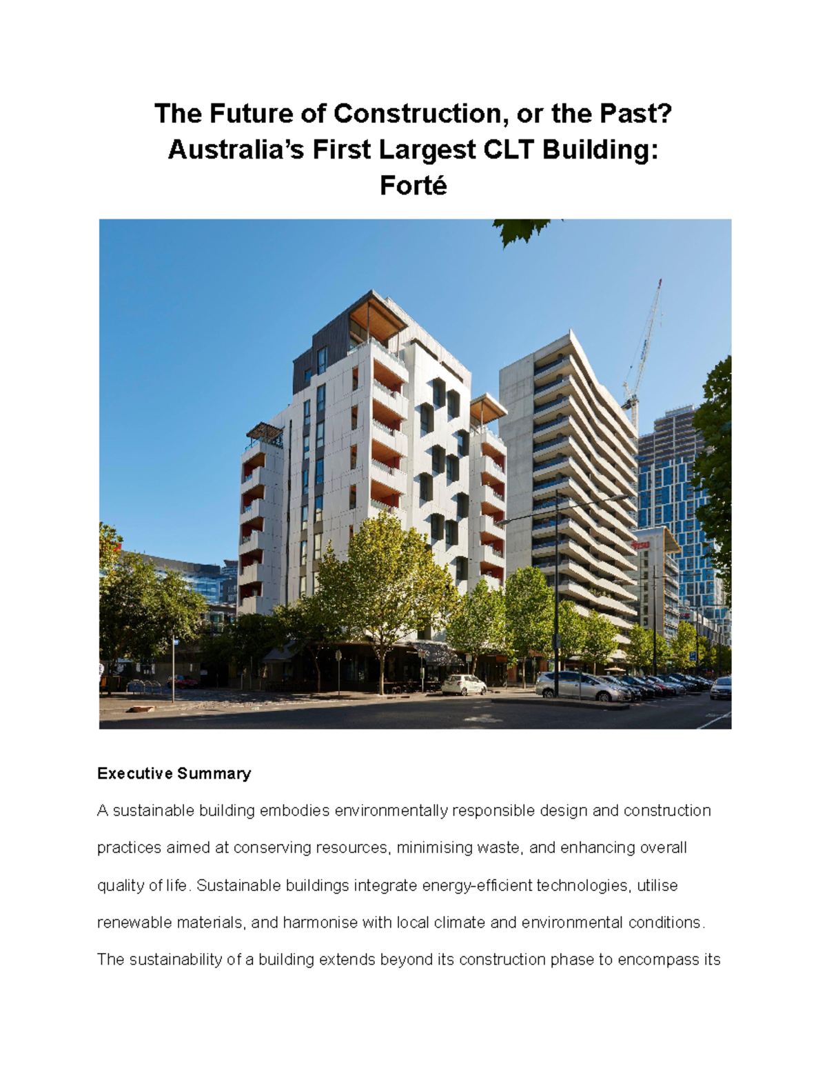 Sustainable Design Analysis of Australia's First CLT Building - BLDG ...