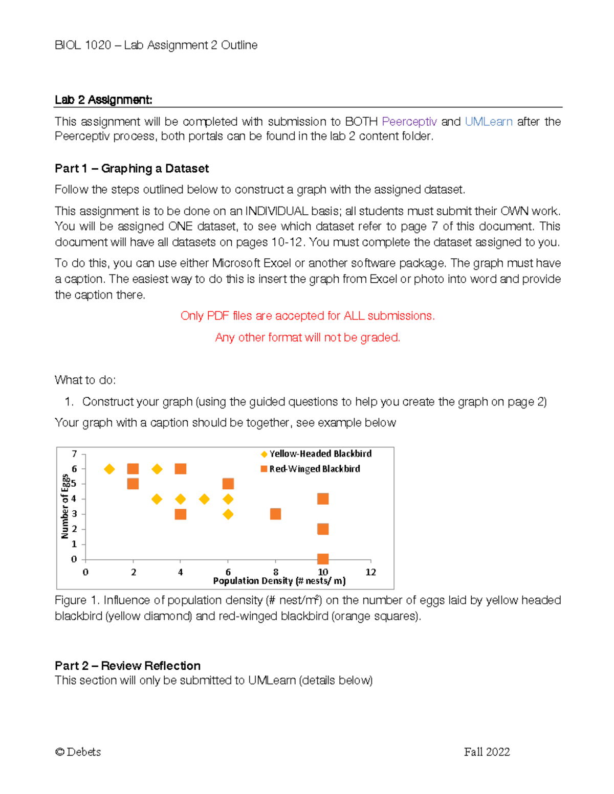 BIOL 1020 Lab 2 Assignment Outline - BIOL 1020 – Lab Assignment 2 Outline © Debets Fall 2022 Lab ...