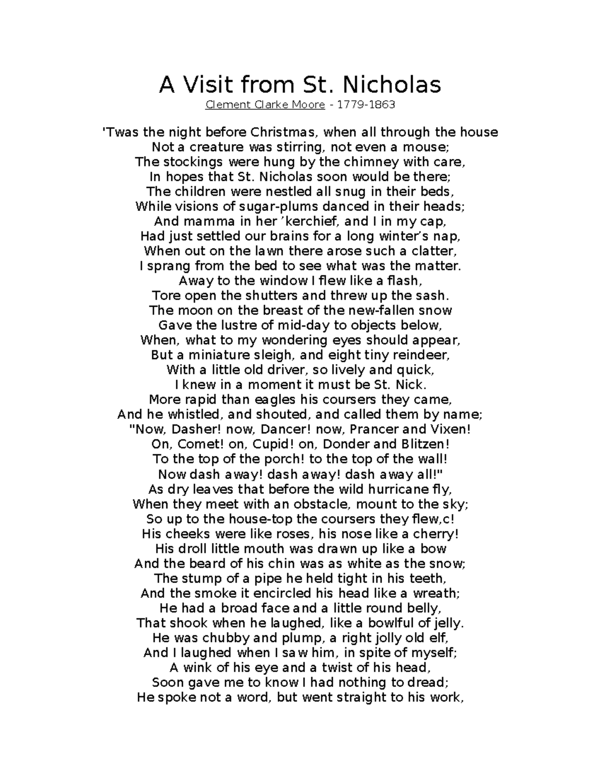 A Visit from St. Nicholas - Analysis and Insights - Studocu