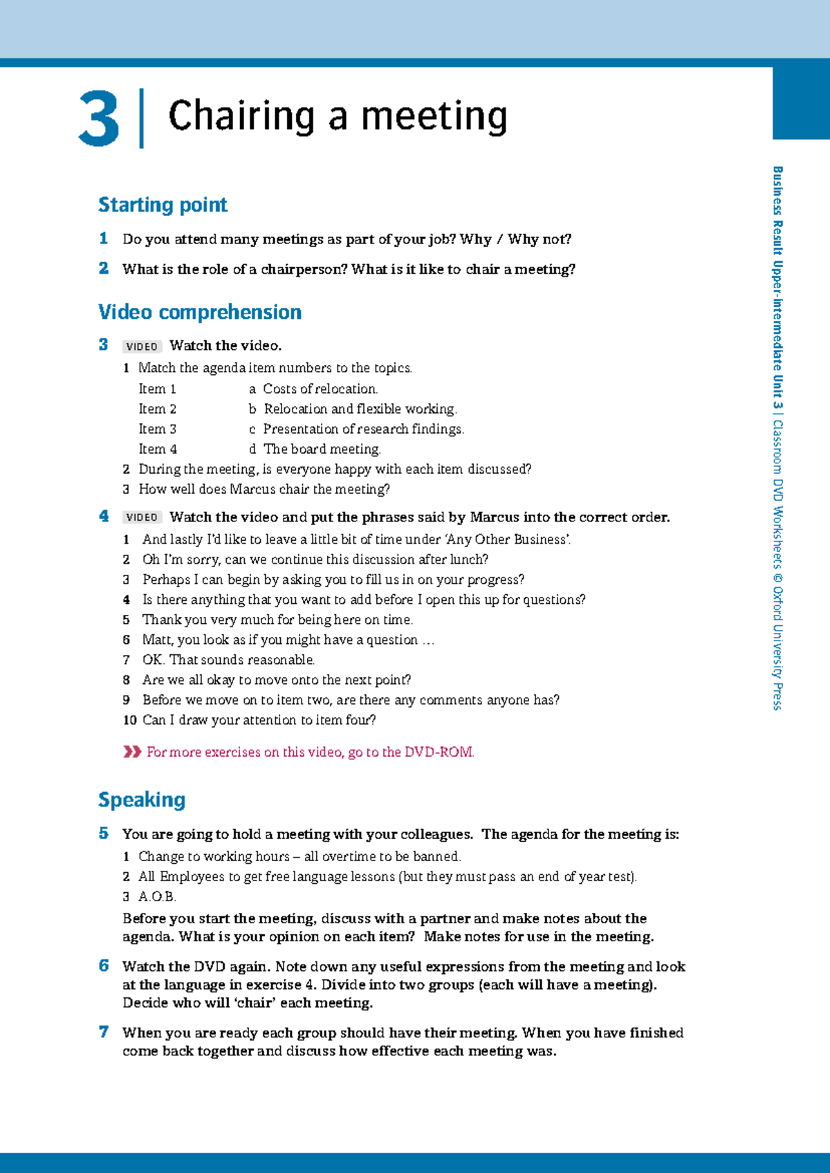 U3 - Business Result Meeting Chairing and Video Comprehension Notes ...