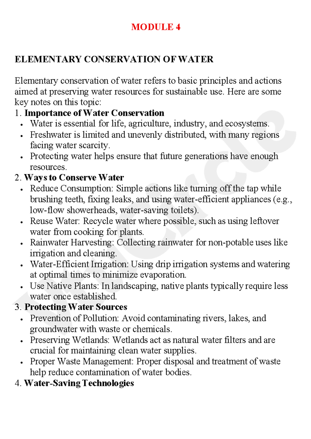 BCV654A Module 4: Essential Notes on Water Conservation Strategies ...