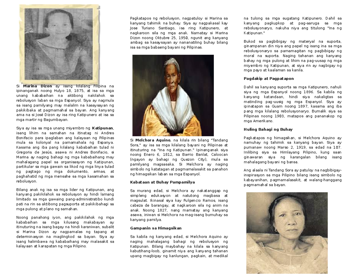 Talambuhay Ng Mga Bayani At Natatanging Pilipino Mga Bayani Ng