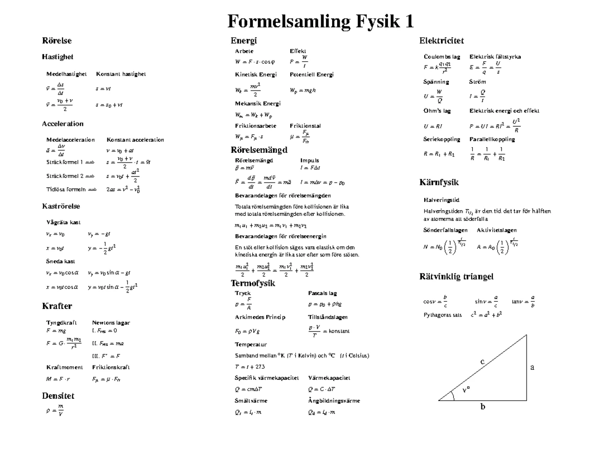 Lab2 Elektricitet och kretsar: Fysik 1 Laboration - Studocu