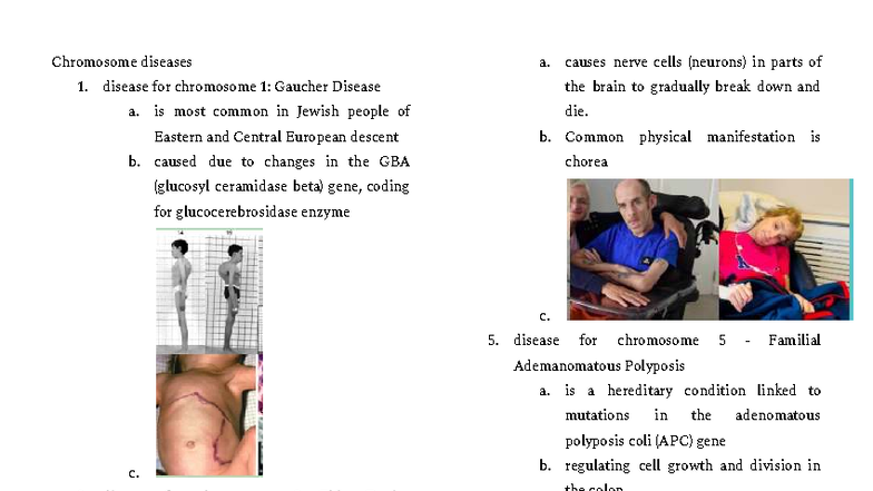 Chromosome Diseases Overview: Genetic Disorders and Their Causes - Studocu