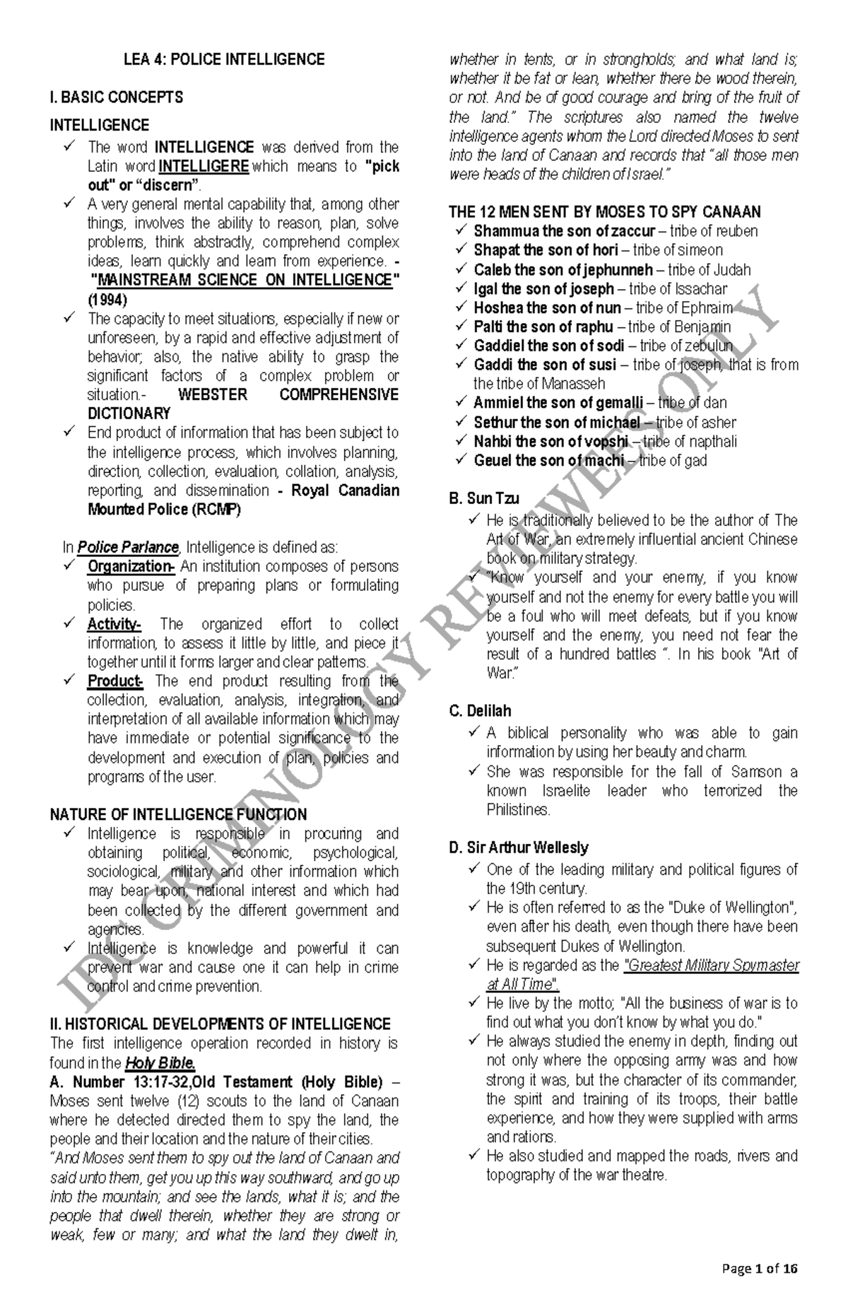 Police Intelligence - LEA 4 Study Notes on Key Concepts and History ...