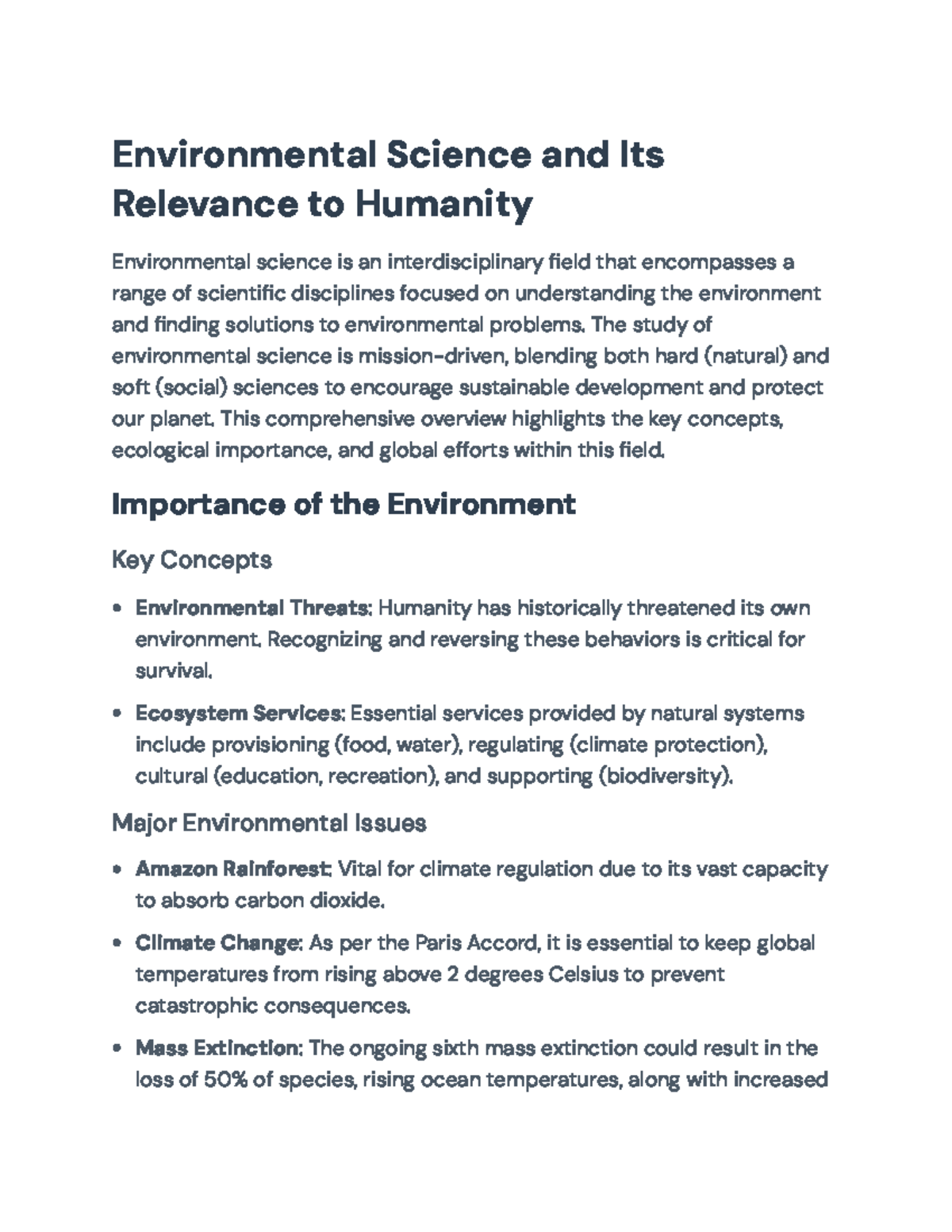Environmental Science Overview: Principles, Issues, and Solutions ...