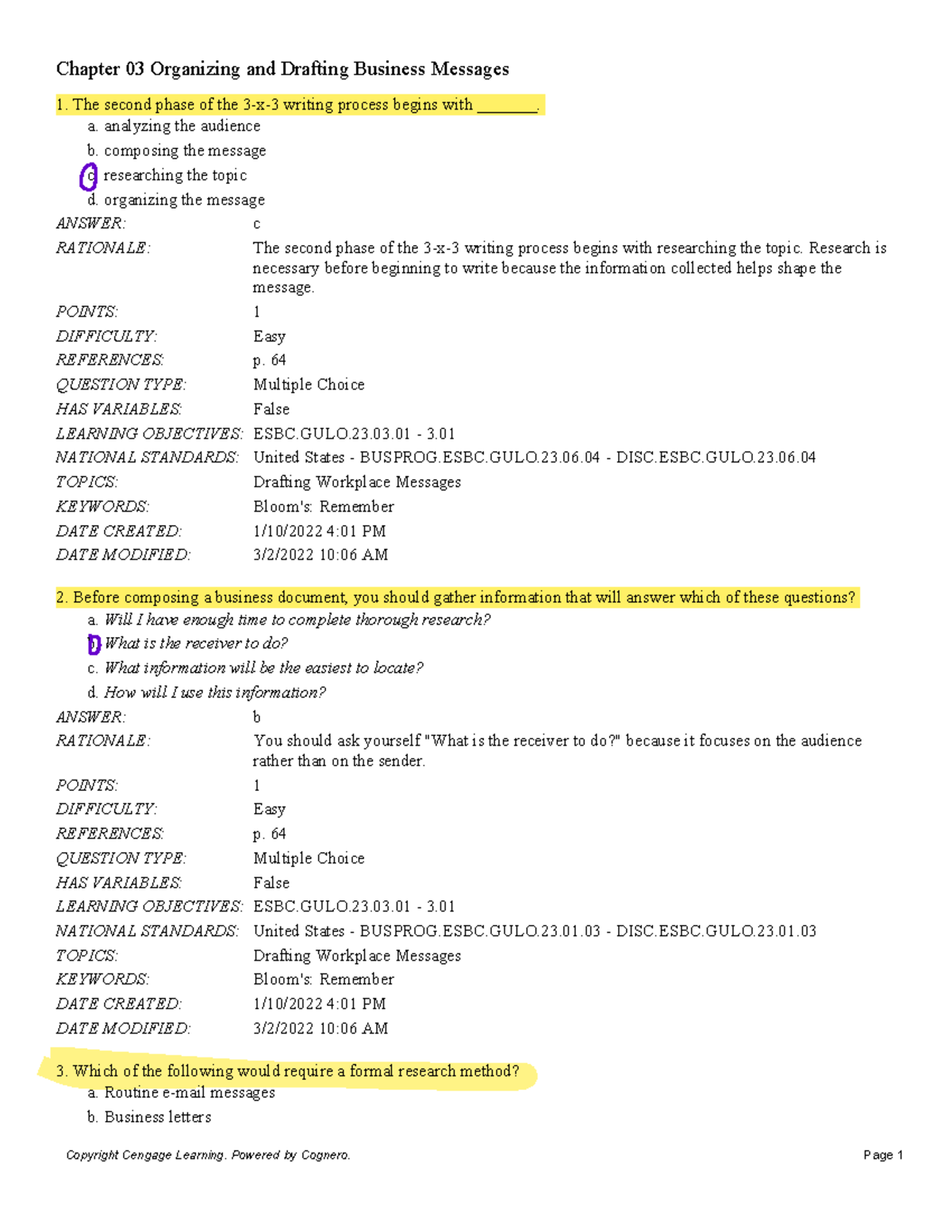 Chapter 03: Organizing & Drafting Business Messages - Key Concepts ...