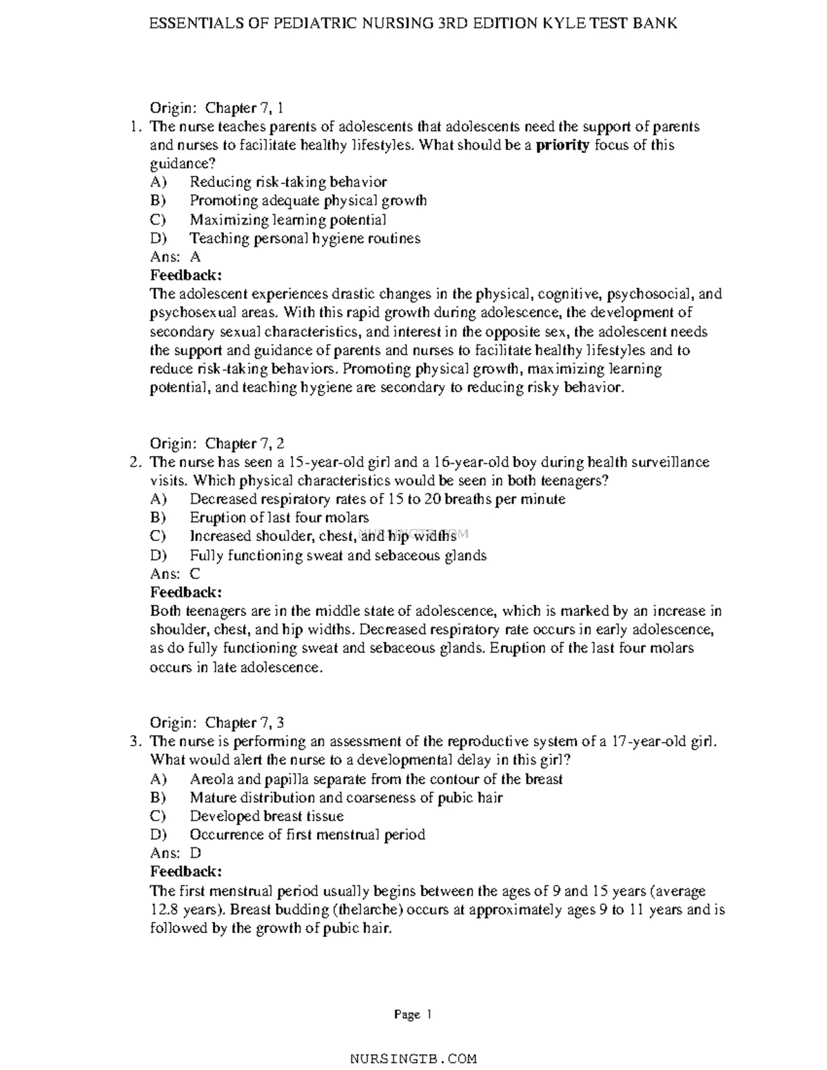 Chapter 10 - Practice Questions - NURSINGTB Page 1 Origin: Chapter 10 ...