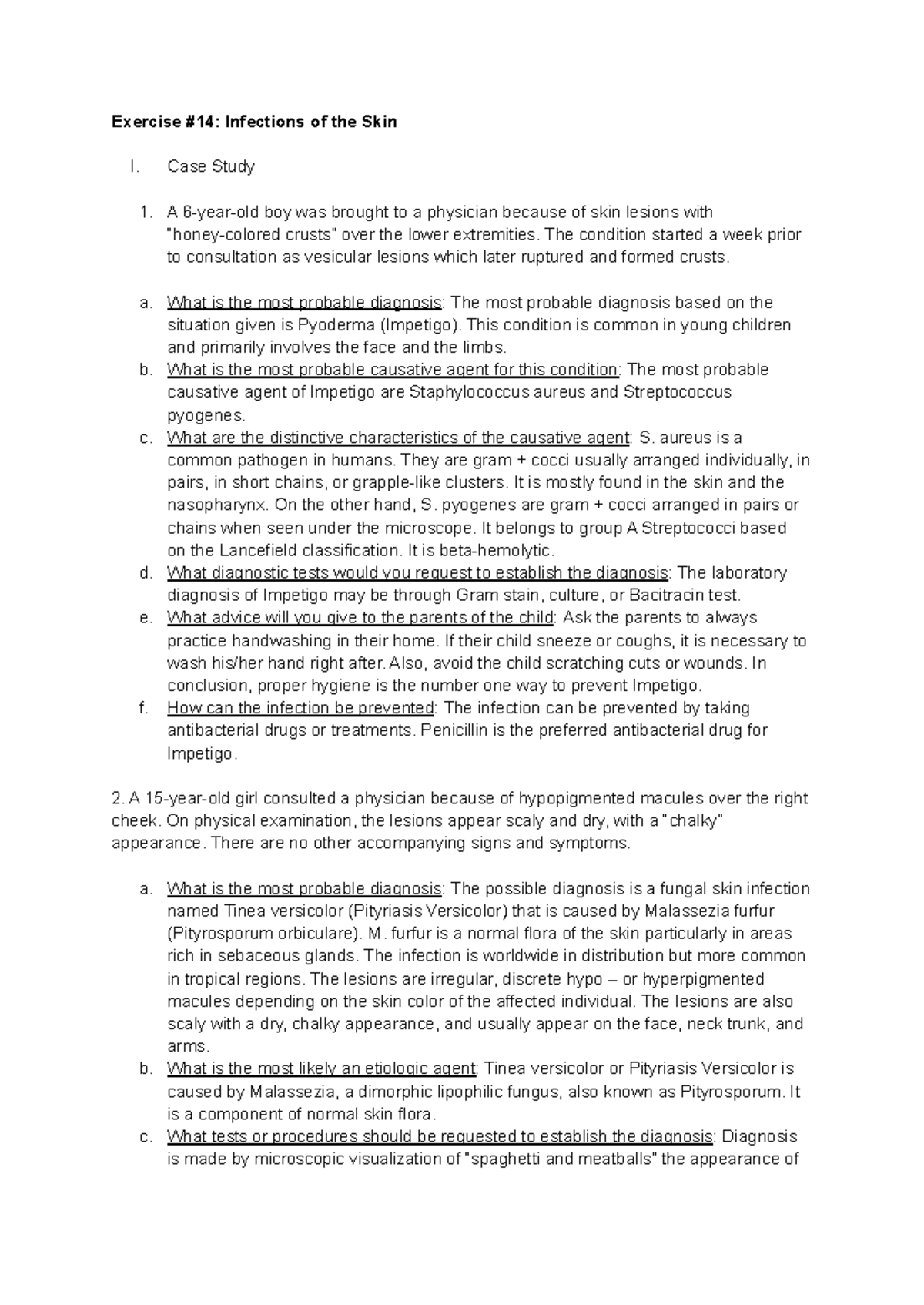 **CASE Study MICP LAB - Infections: Skin, Respiratory, and More** - Studocu