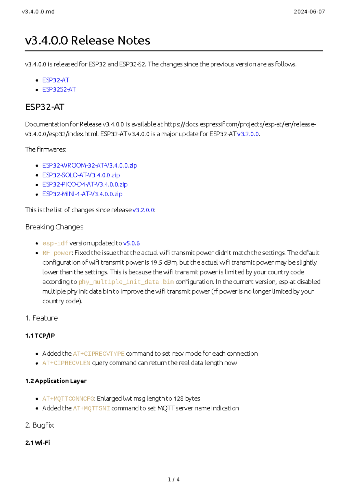 [v3.4 - ejercicios - v3.4.0 Release Notes v3.4.0 is released for ESP32 ...